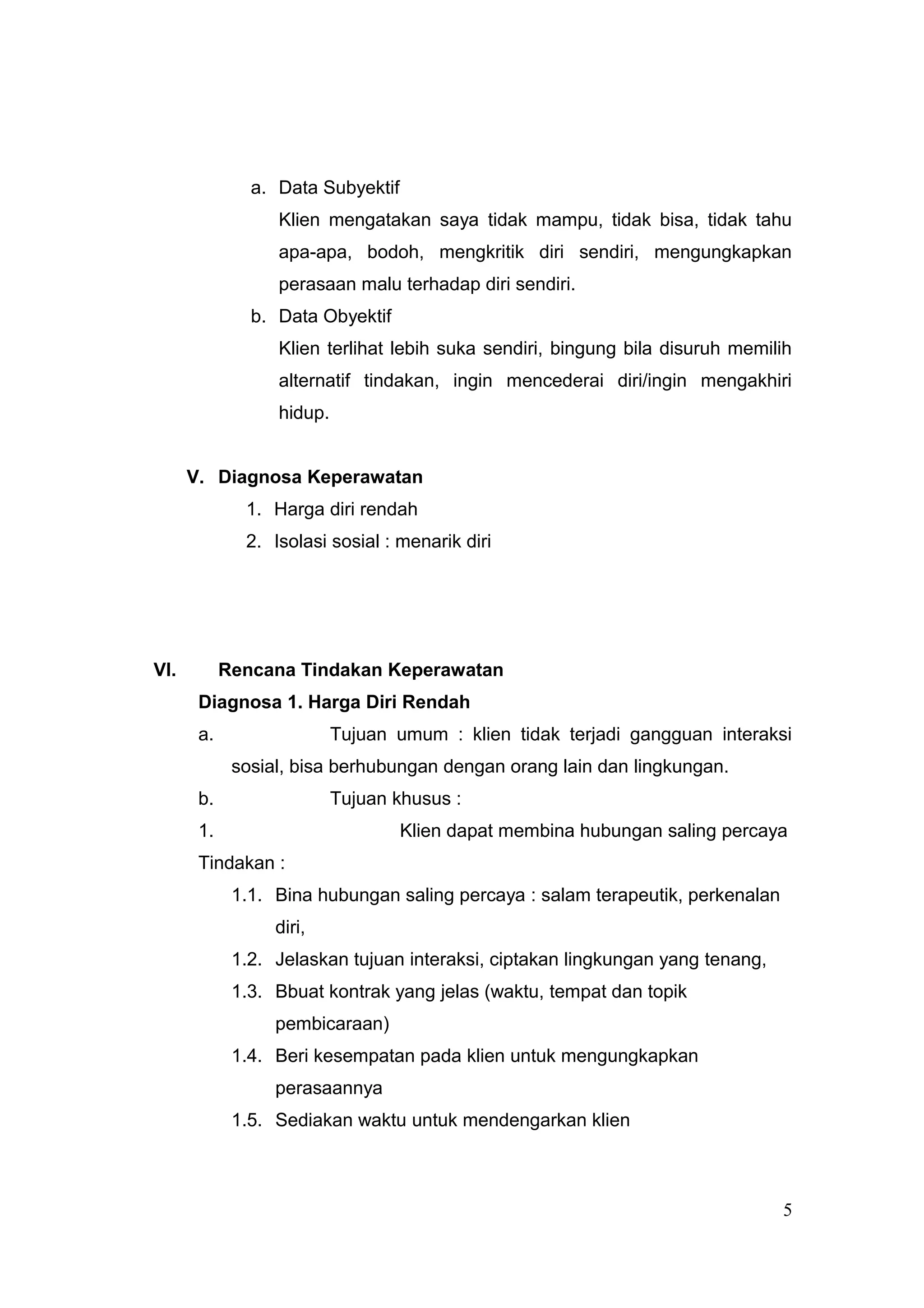 Laporan Pendahuluan Jiwa - Harga Diri Rendah | DOC