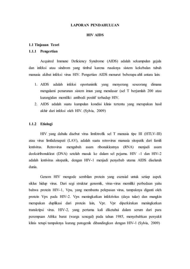 Laporan pendahuluan hiv | DOCX