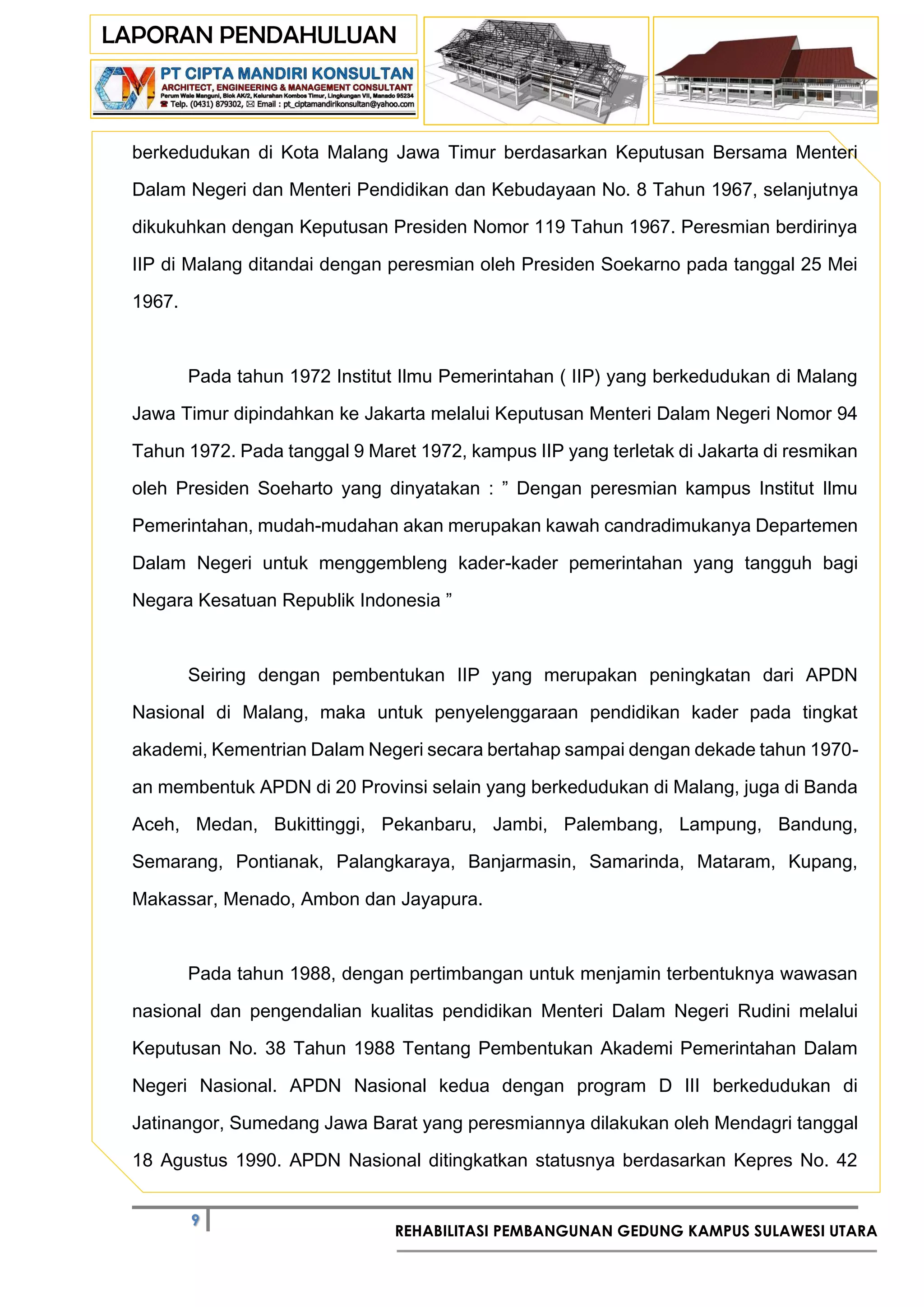 Laporan Pendahuluan Konsep Perencanaan Bangunan | PDF