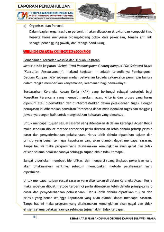 Laporan Pendahuluan Konsep Perencanaan Bangunan | PDF