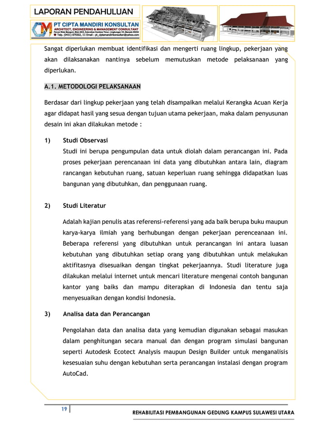 Laporan Pendahuluan Konsep Perencanaan Bangunan | PDF