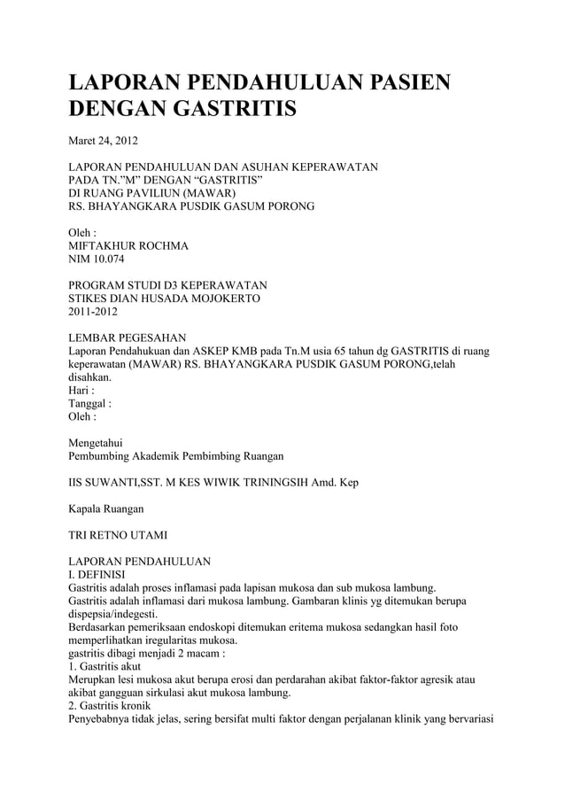 Laporan pendahuluan pasien dengan | PDF