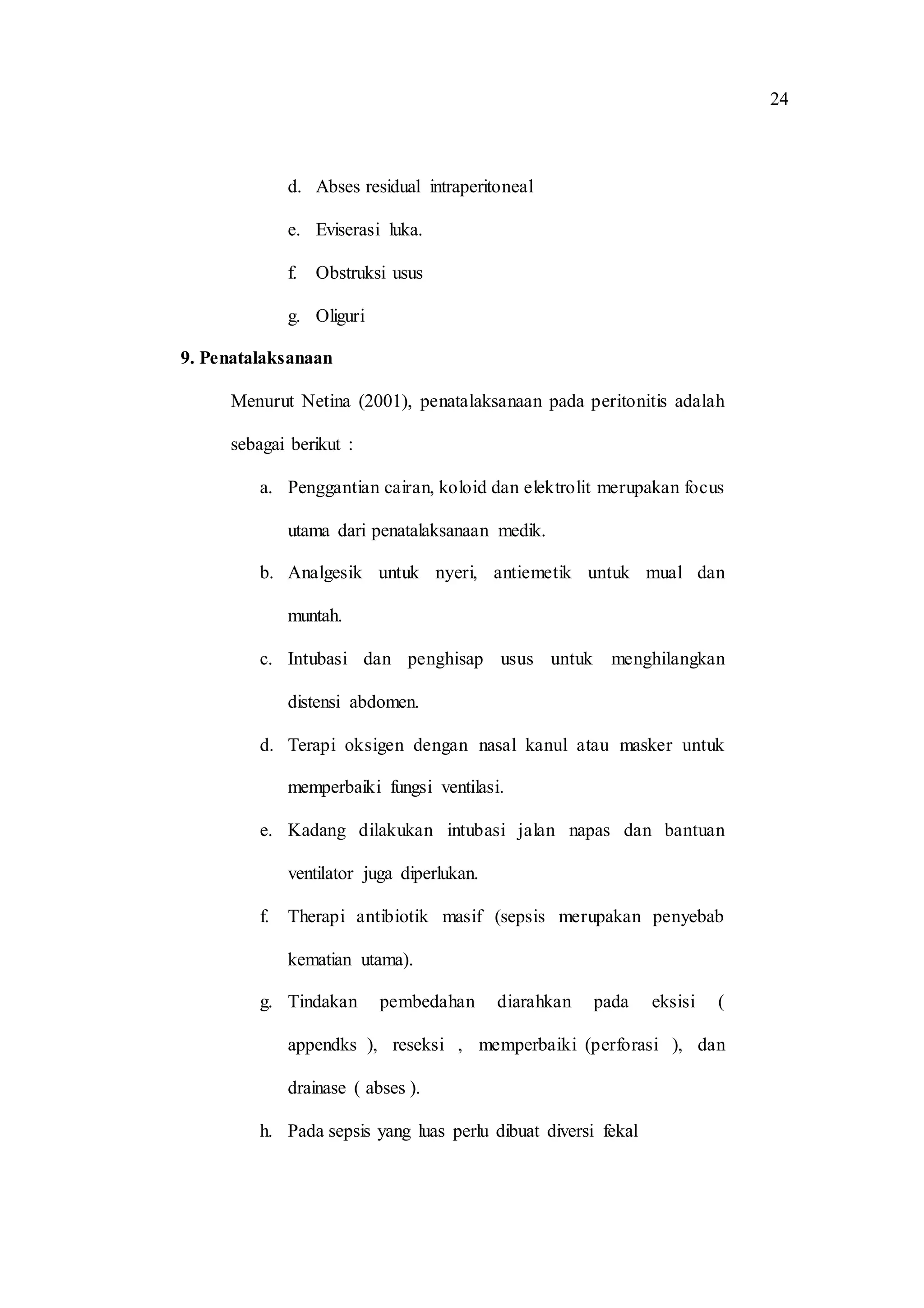 Laporan pendahuluan peritonitis | DOCX