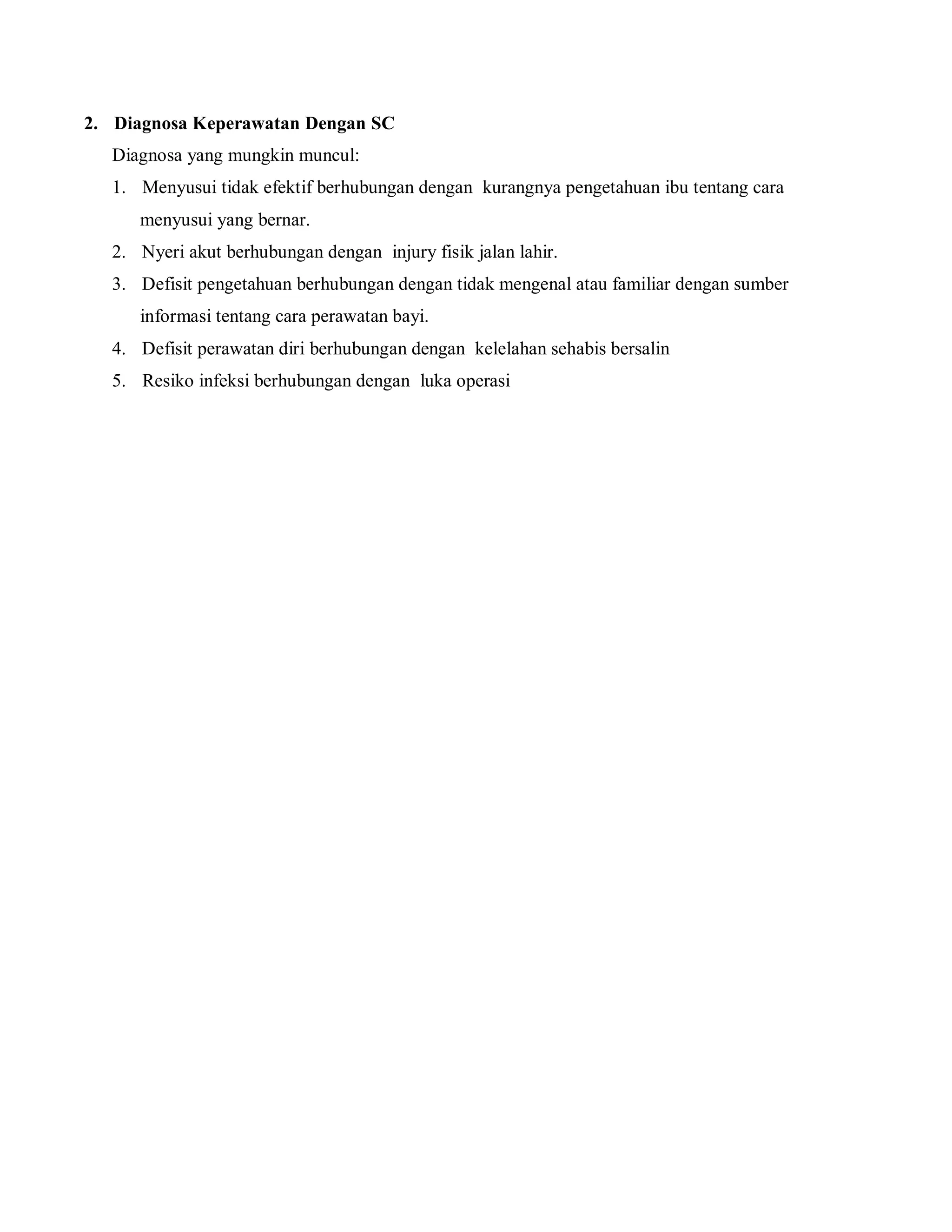 LAPORAN PENDAHULUAN SC (SECTIO CAESARIA) | PDF