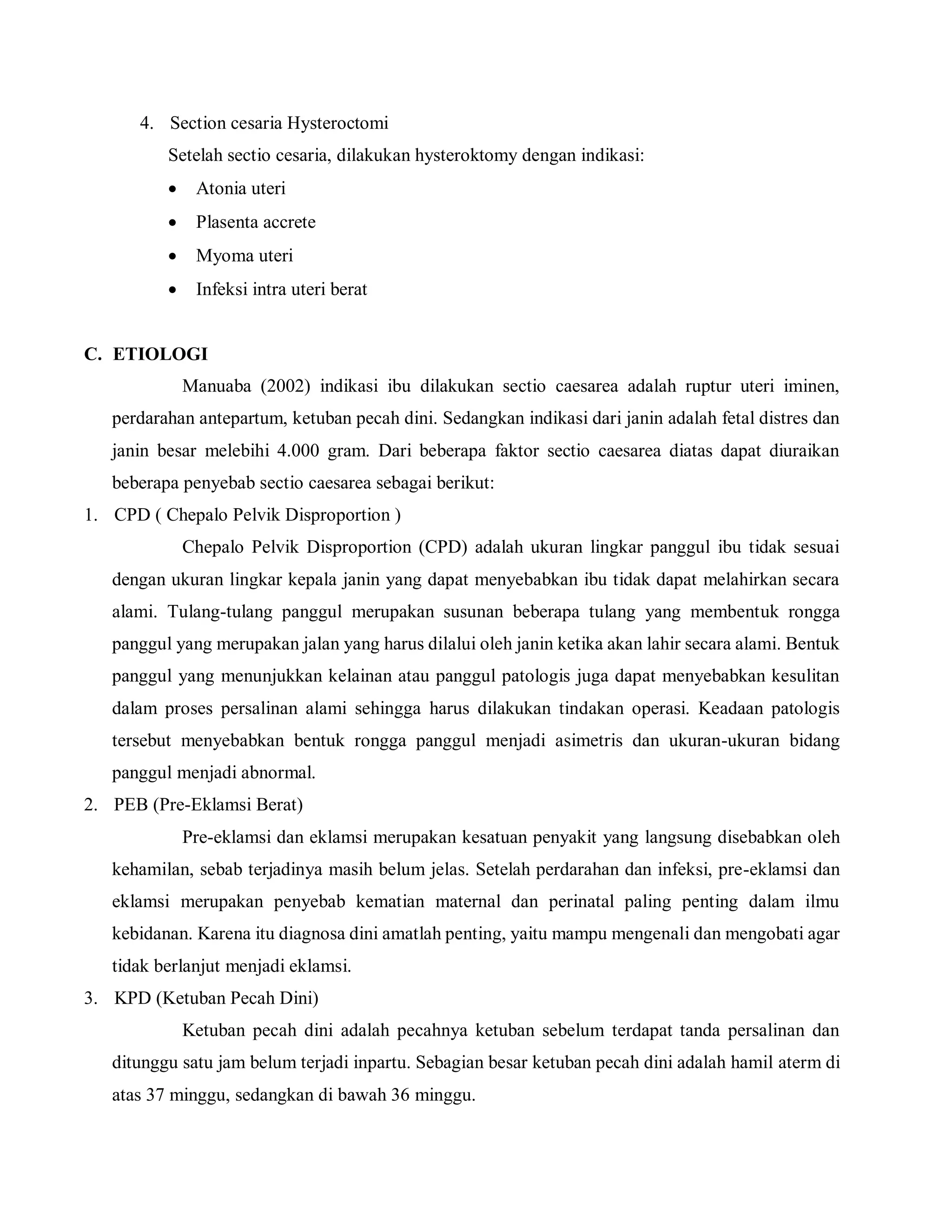 LAPORAN PENDAHULUAN SC (SECTIO CAESARIA) | PDF