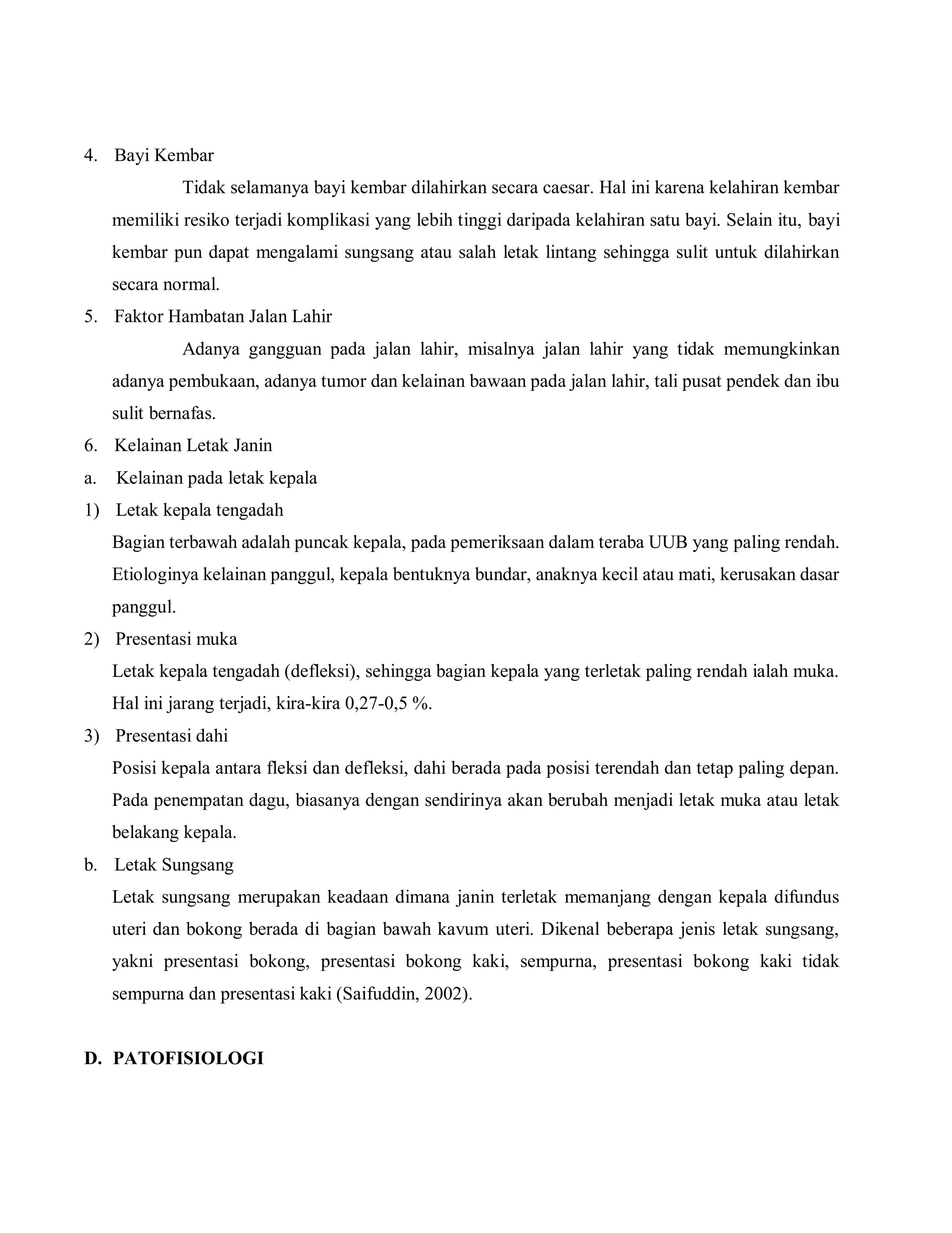 LAPORAN PENDAHULUAN SC (SECTIO CAESARIA) | PDF