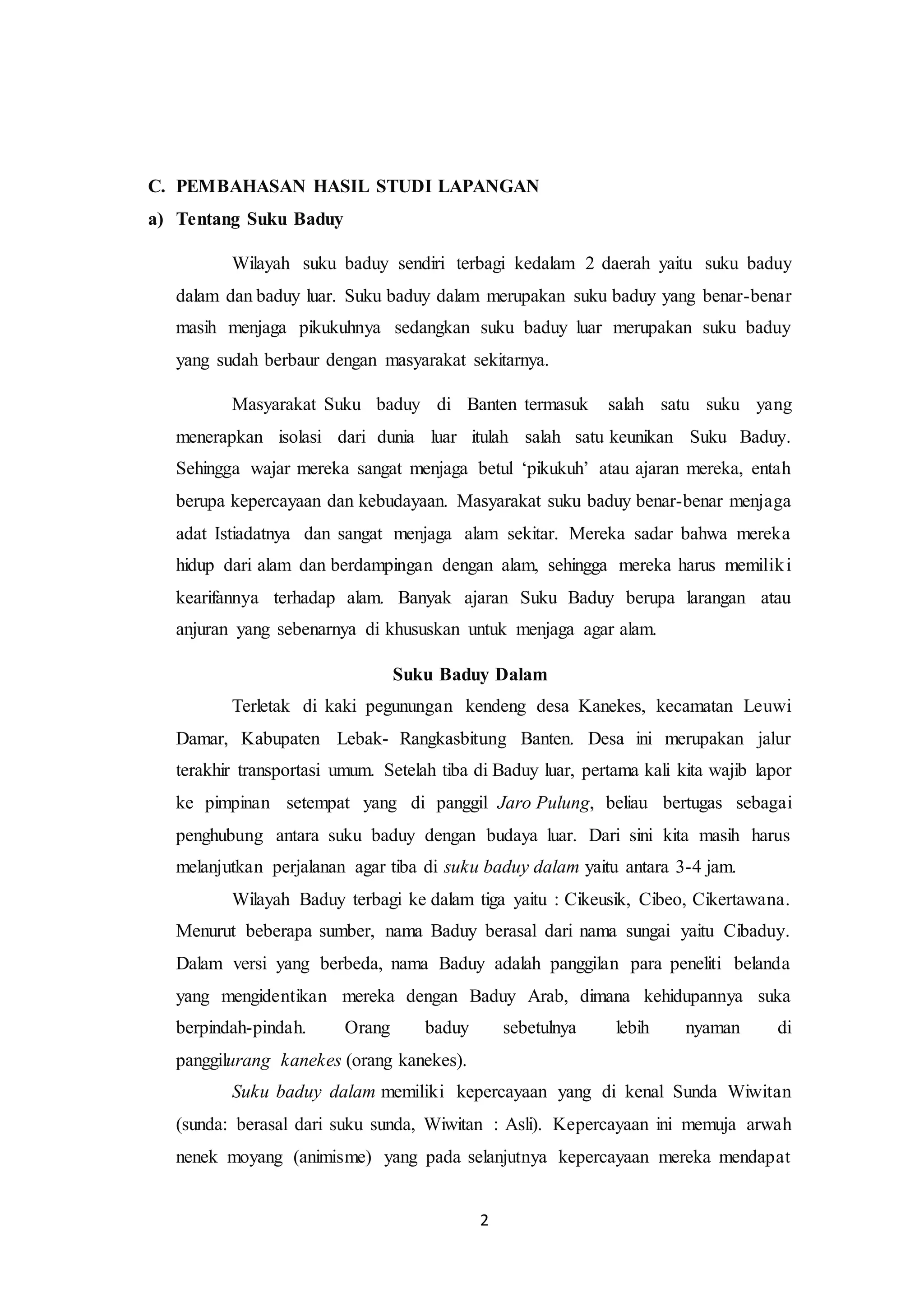 Laporan penelitian suku baduy | DOCX