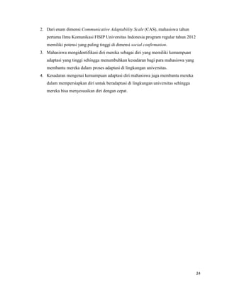 Penelitian Kemampuan Adaptasi Mahasiswa Baru | PDF