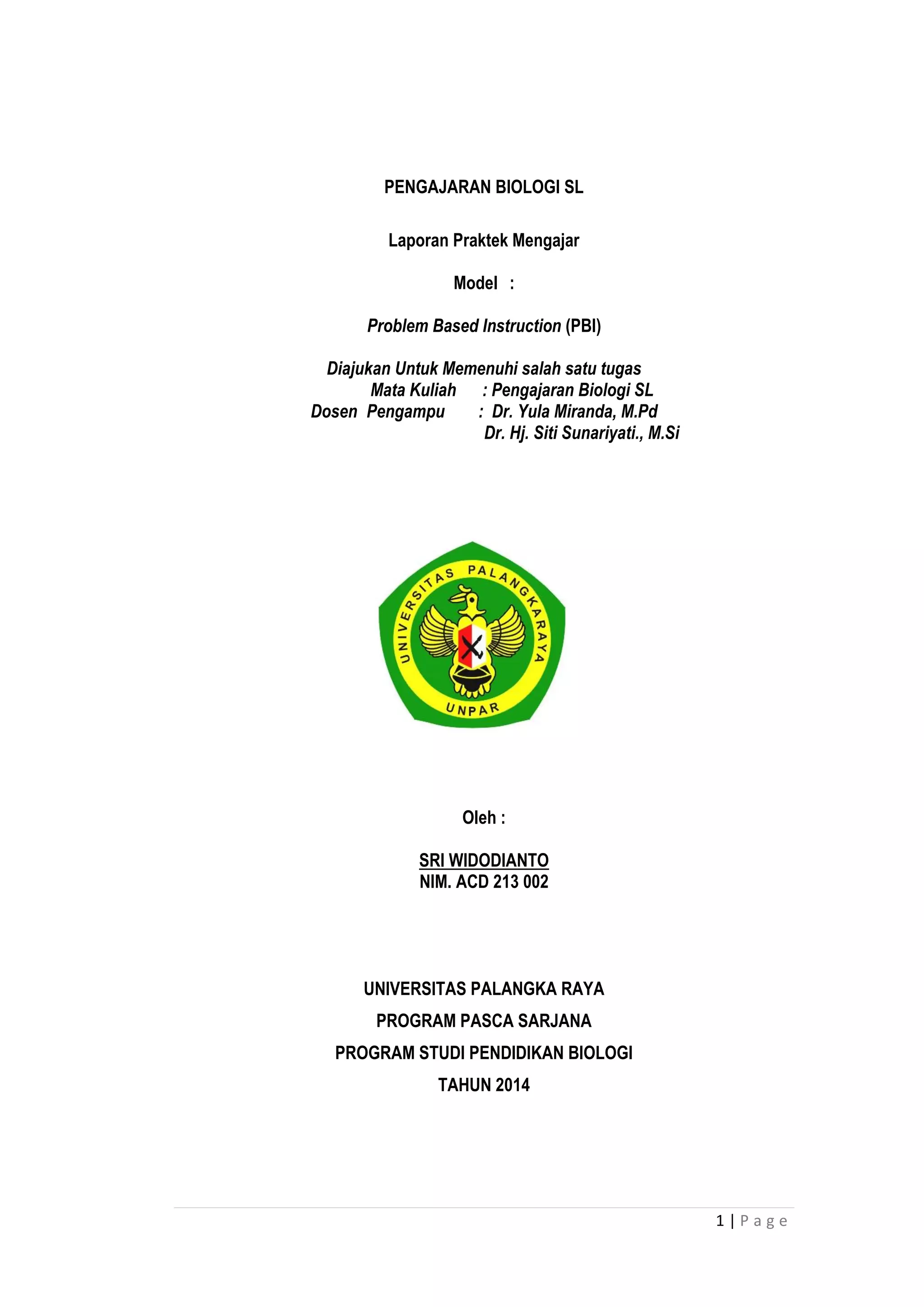 Laporan penerapan model pembelajaran problem based Instruction (PBI) | PDF