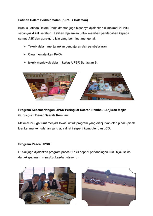 Laporan penggunaan makmal sains | DOC