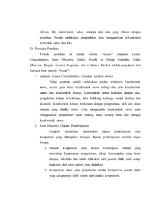 Laporan pengujian media pembelajaran menggunakan metode assure kelompok 4 kelas 4 d | DOCX