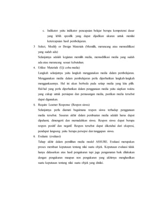 Laporan pengujian media pembelajaran menggunakan metode assure kelompok 4 kelas 4 d | DOCX