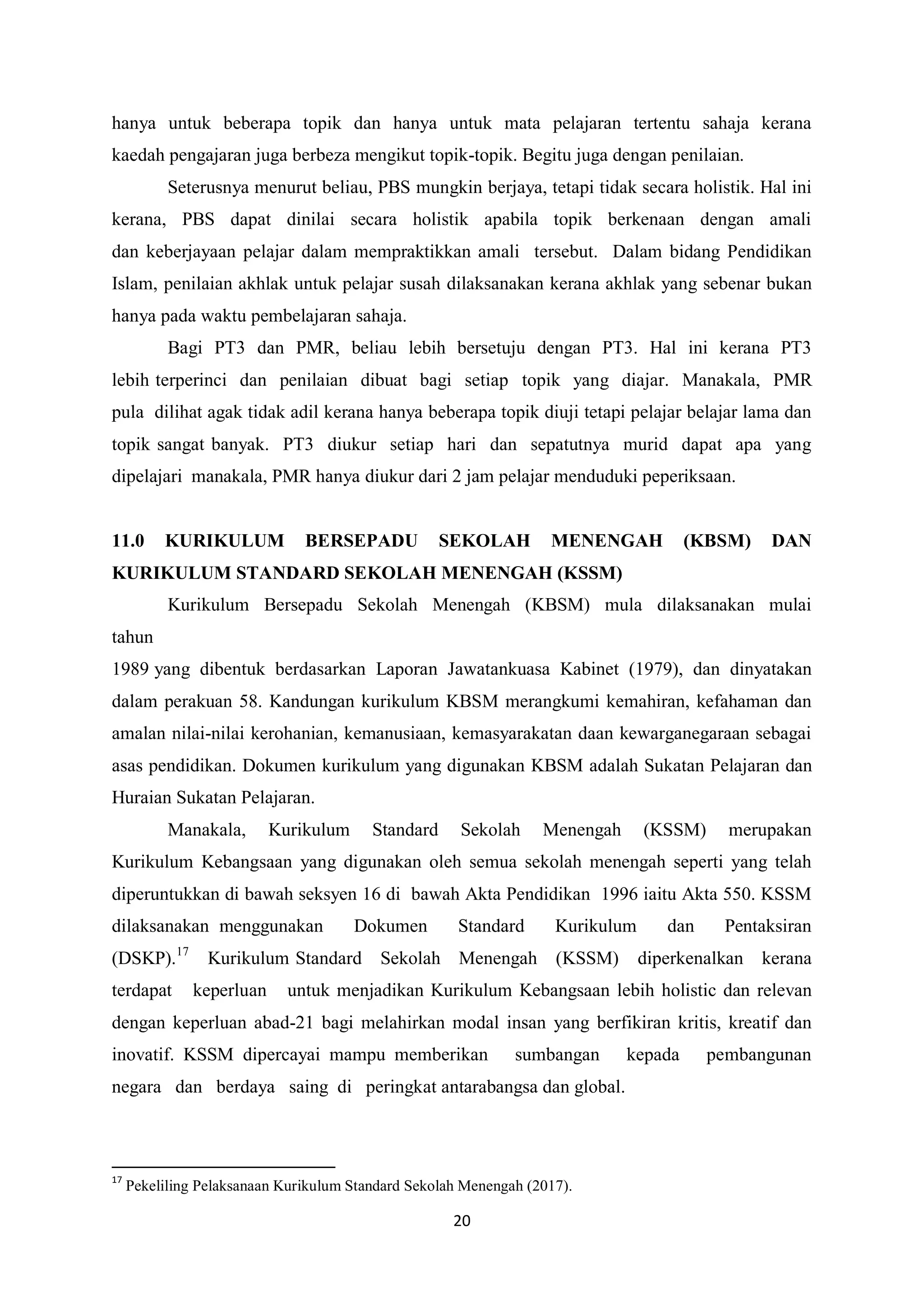 Laporan Temubual di Sekolah Berkenaan Sistem Penilaian dalam Pendidikan Islam dan Kelas ...