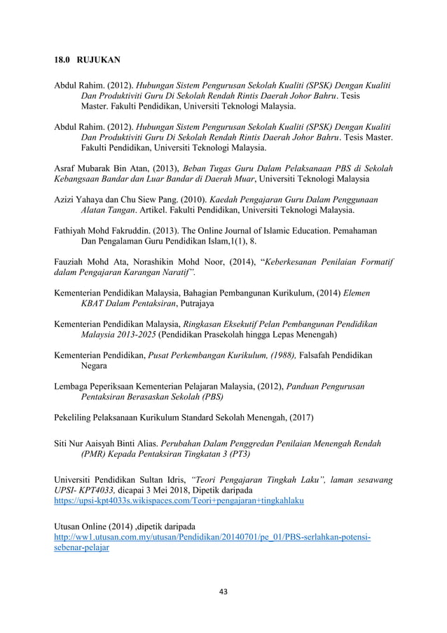 Laporan Temubual di Sekolah Berkenaan Sistem Penilaian dalam Pendidikan Islam dan Kelas ...