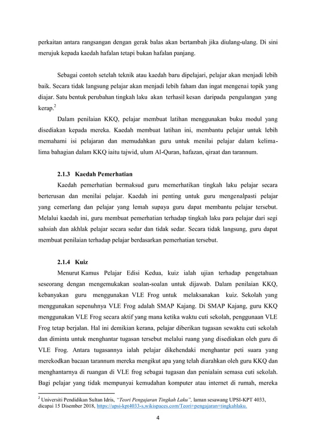 Laporan Temubual di Sekolah Berkenaan Sistem Penilaian dalam Pendidikan Islam dan Kelas ...