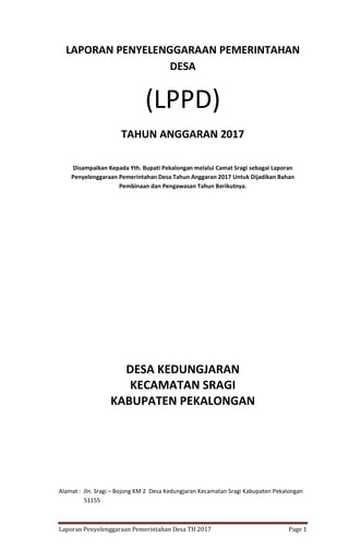 Laporan penyelenggaraan pemerintahan desa 2017 | PDF