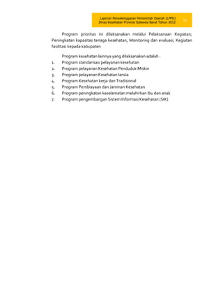 LPPD Dinas Kesehatan Provinsi Sulawesi Barat tahun 2013 | PDF