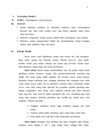 Bab 2 Laporan Pembangkitan Sinyal Kontinyu | DOCX