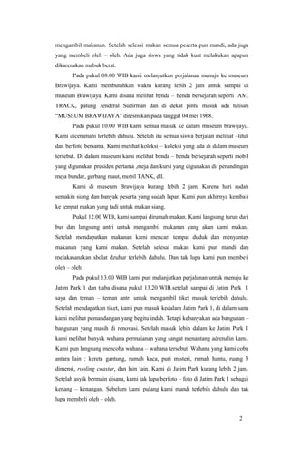 Laporan perjalanan karya wisata ke malang(revisi) | DOC