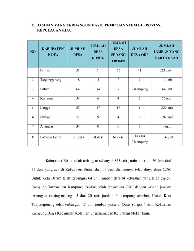 Laporan perkembangan stbm | PDF