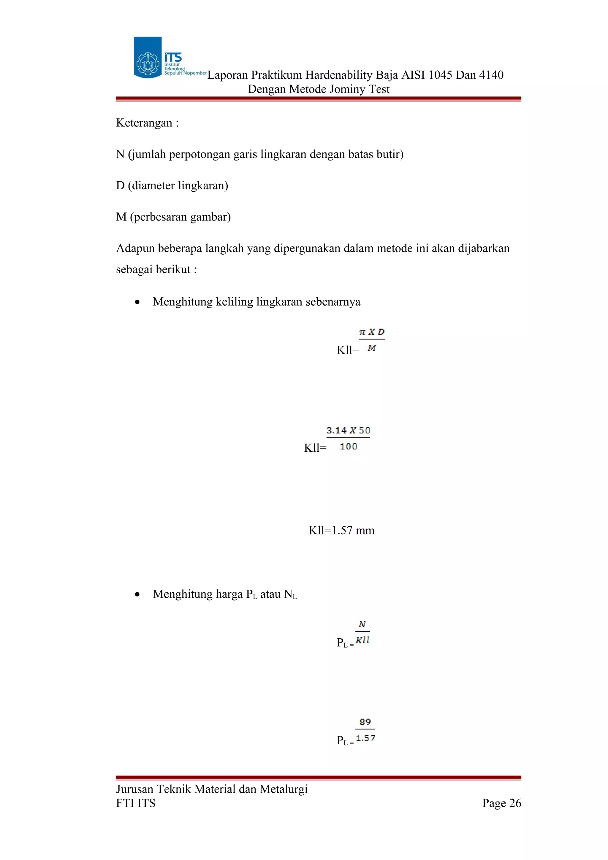 Laporan Praktikum Perlakuan Panas (Jominy Test) | DOC