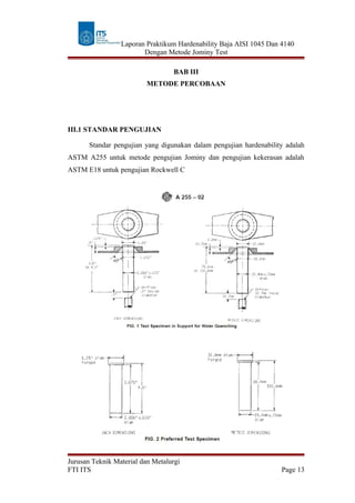 Laporan Praktikum Perlakuan Panas (Jominy Test) | DOC