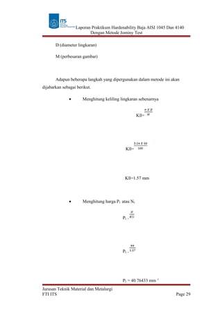 Laporan Praktikum Perlakuan Panas (Jominy Test) | DOC