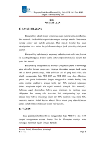 Laporan Praktikum Perlakuan Panas (Jominy Test) | DOC
