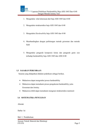 Laporan Praktikum Perlakuan Panas (Jominy Test) | DOC