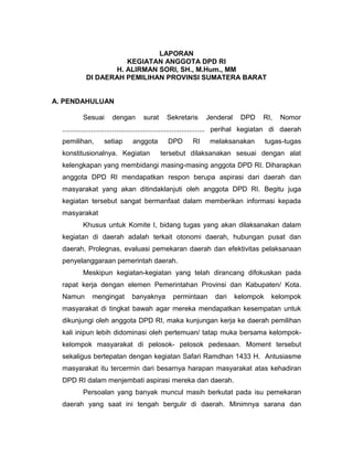 Laporan Kunjungan Kerja ke Daerah Pemilihan B.12 (Juli - Agus 2012) | DOC