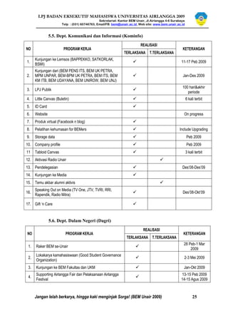 Laporan Pertanggungjawaban Bem Unair 2009 | PDF