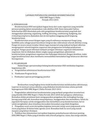 Laporan pertanggung jawaban ketua osis smk negeri 2 raha periode 2013 | PDF