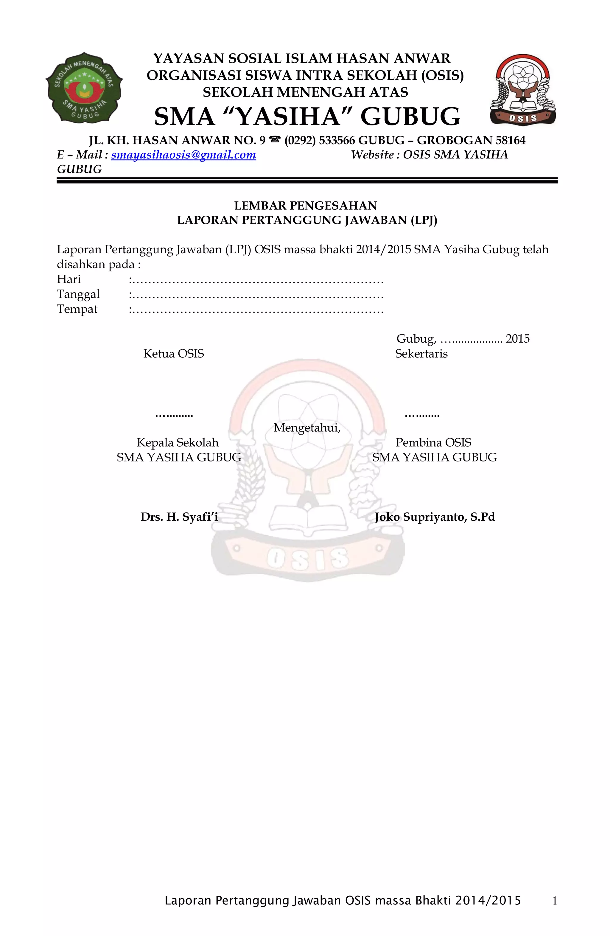 Laporan pertanggung jawaban osis 2014.2015