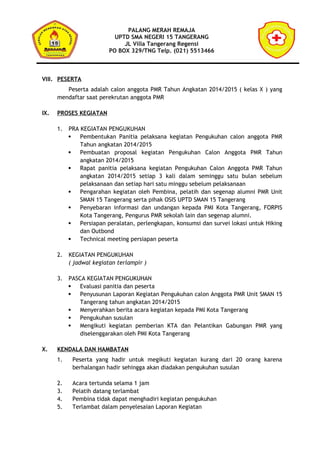 PMR SMA Negeri 15 Tangerang - Laporan Pertanggung Jawaban Pengukuhan ...