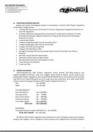 LPJ Pengurus DGCI Chapter Yogyakarta 2017-2019 | PDF
