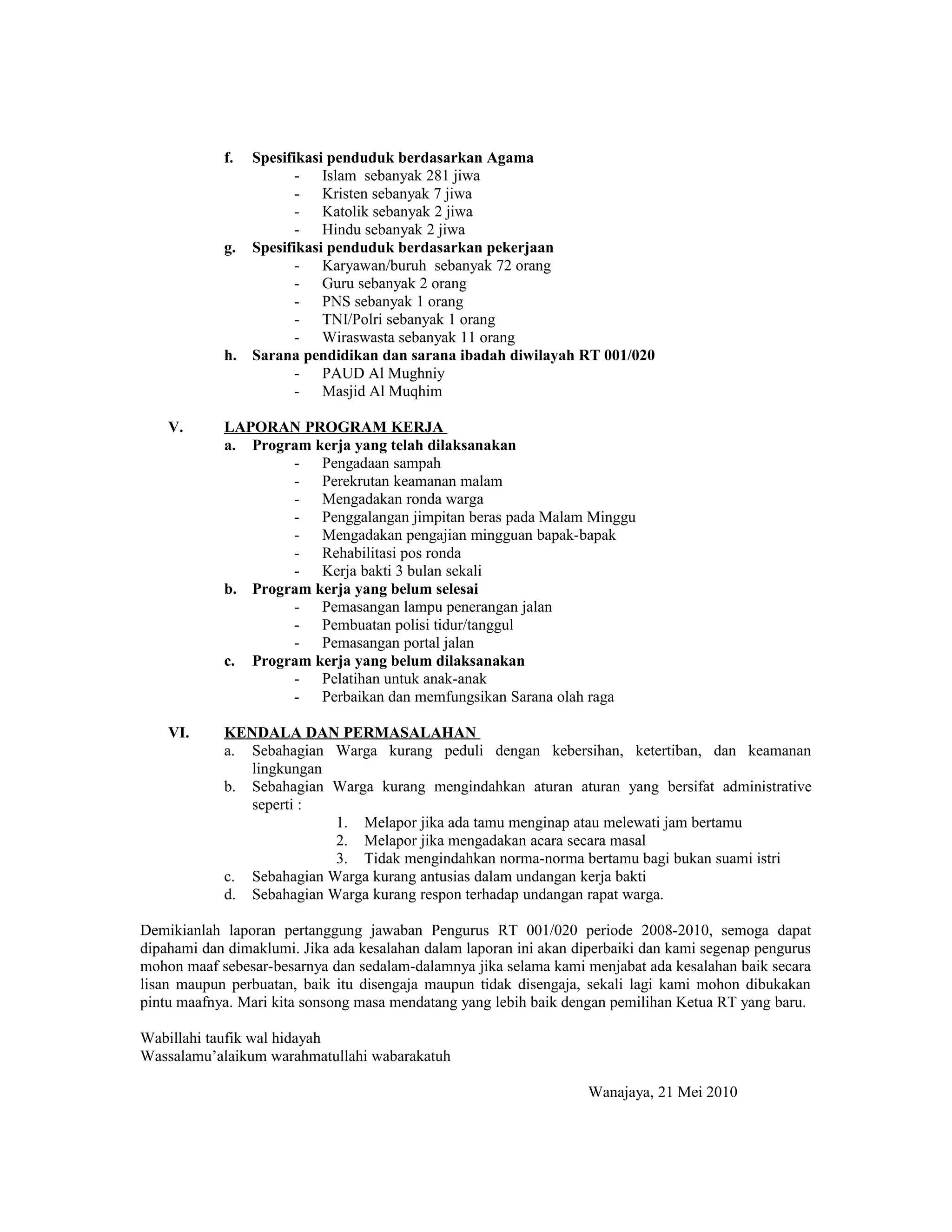 Laporan pertanggungjawaban rt | DOC