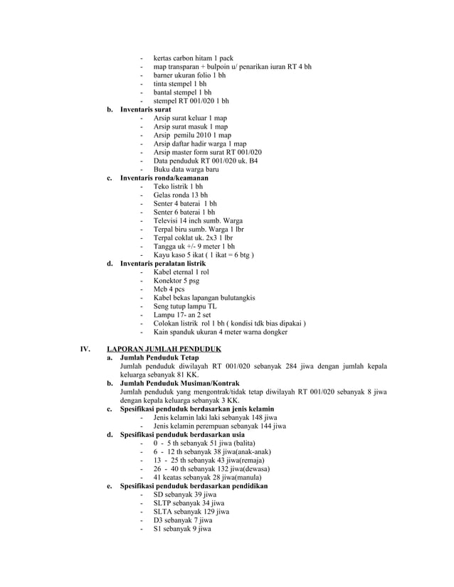 Laporan pertanggungjawaban rt | DOC