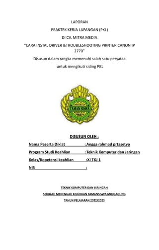 Tugas tentang laporan praktek kerja lapang | DOCX
