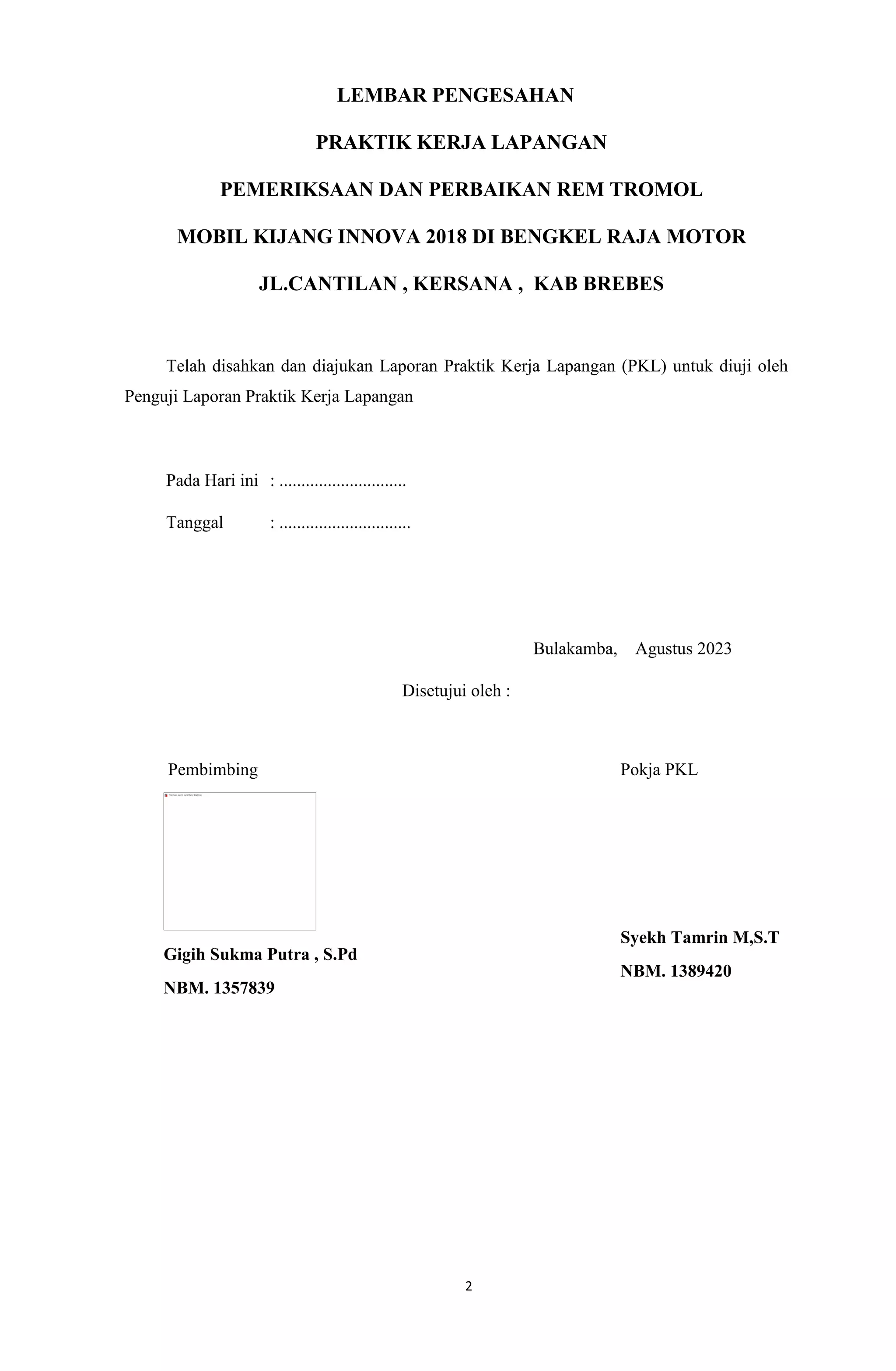 LAPORAN PKL Tromol | DOCX