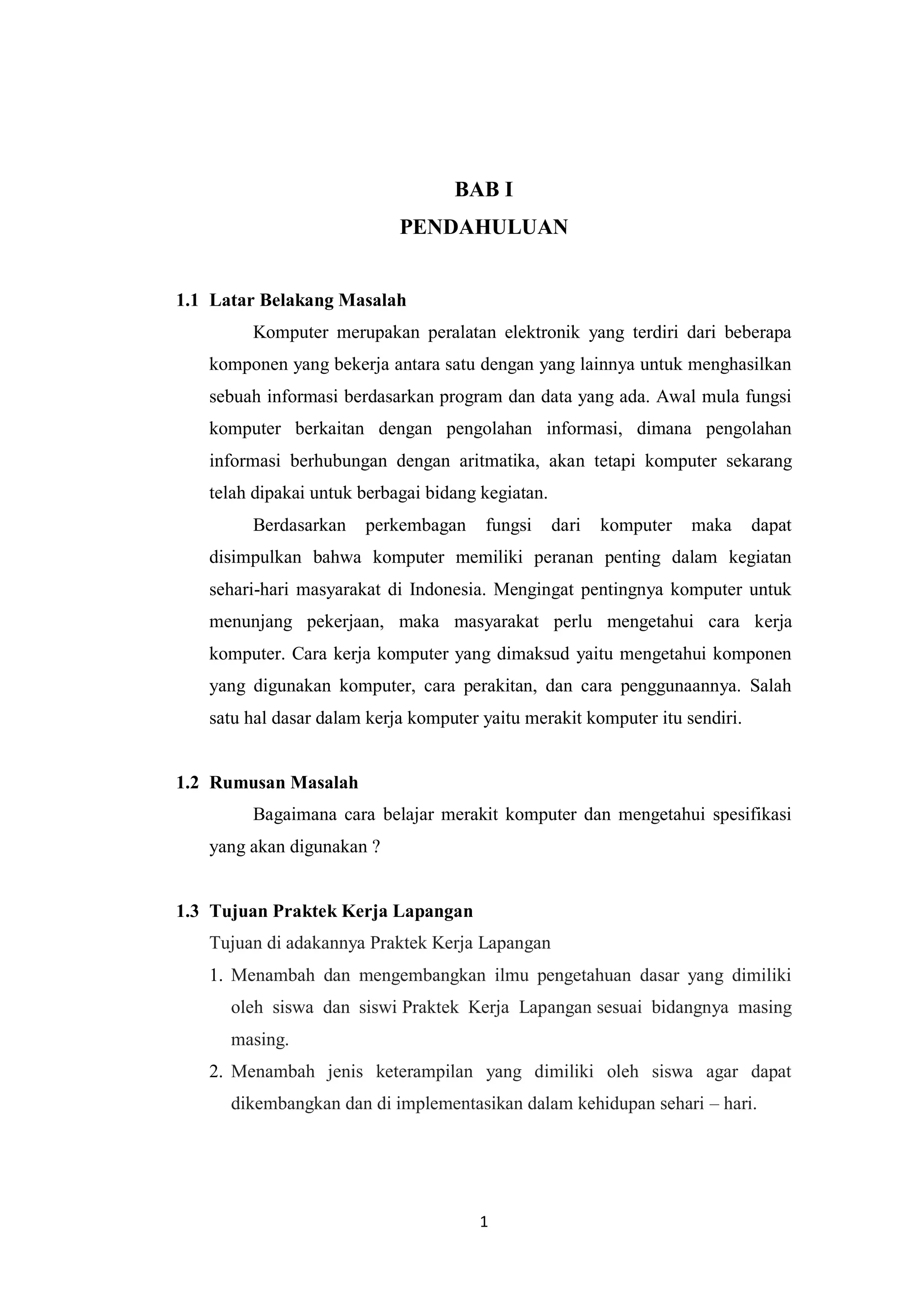 Laporan PKL Perakitan PC Gamer & Kasir | PDF