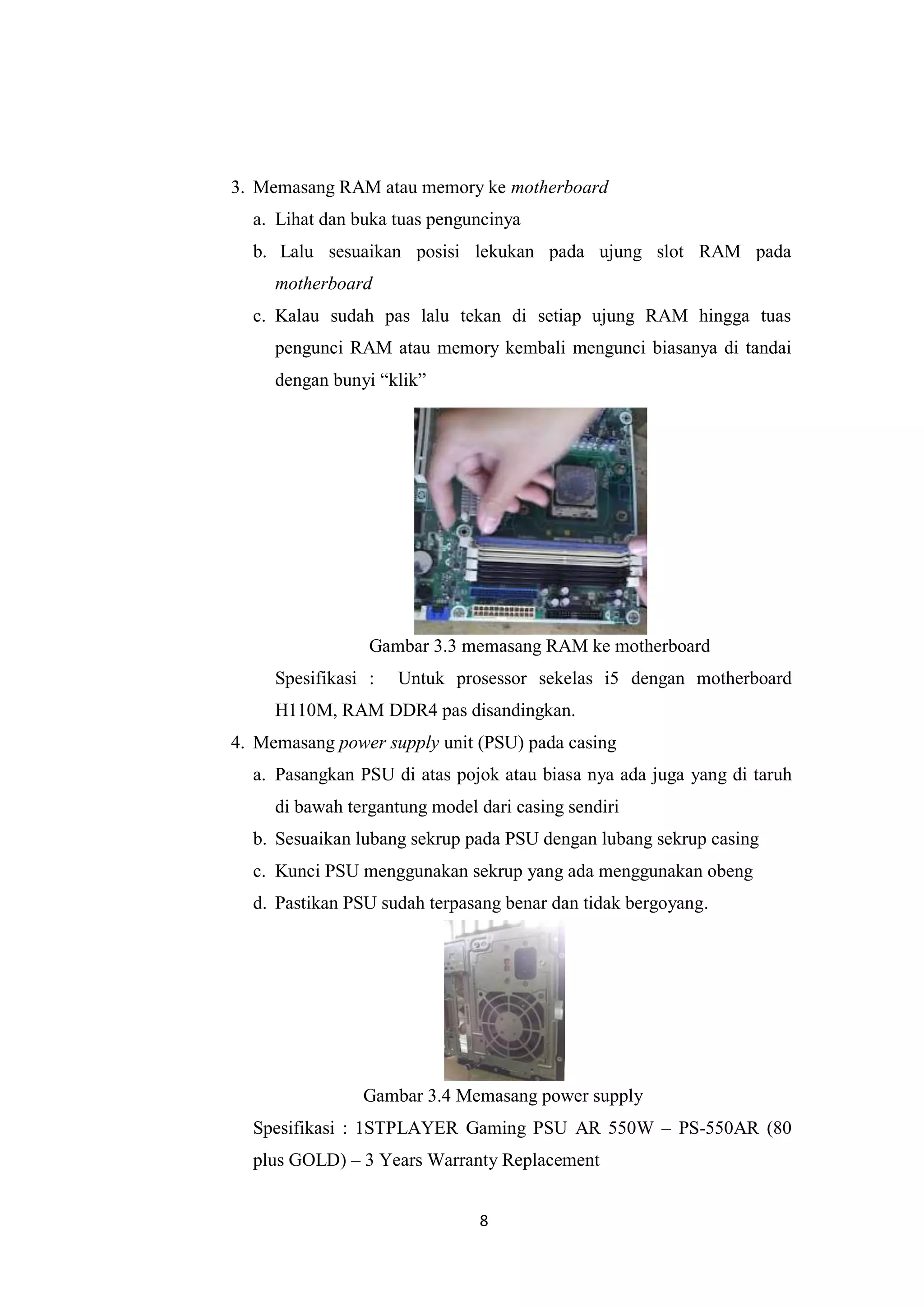 Laporan PKL Perakitan PC Gamer & Kasir | PDF