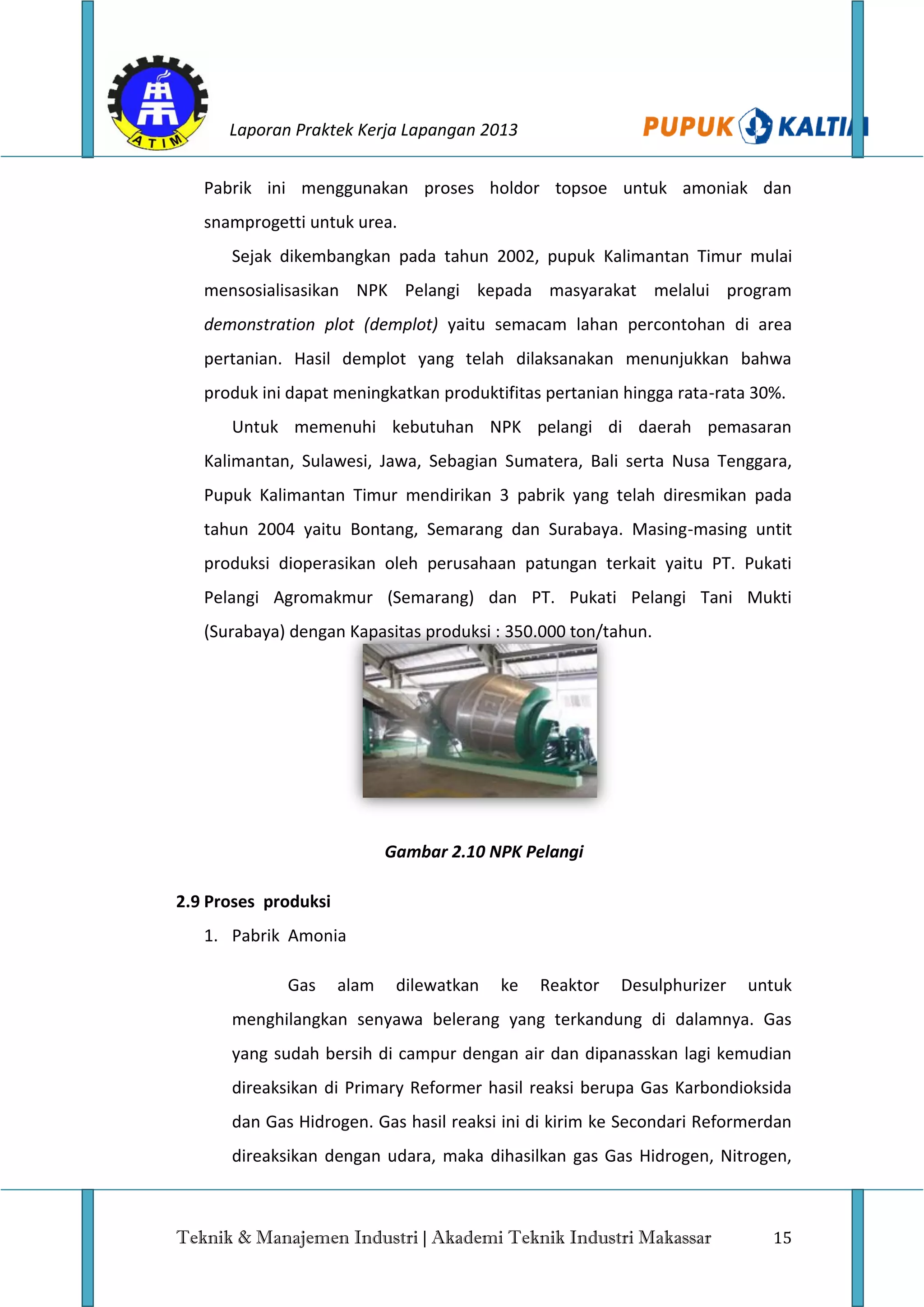 Laporan pkl pt. pupuk kaltim | PDF