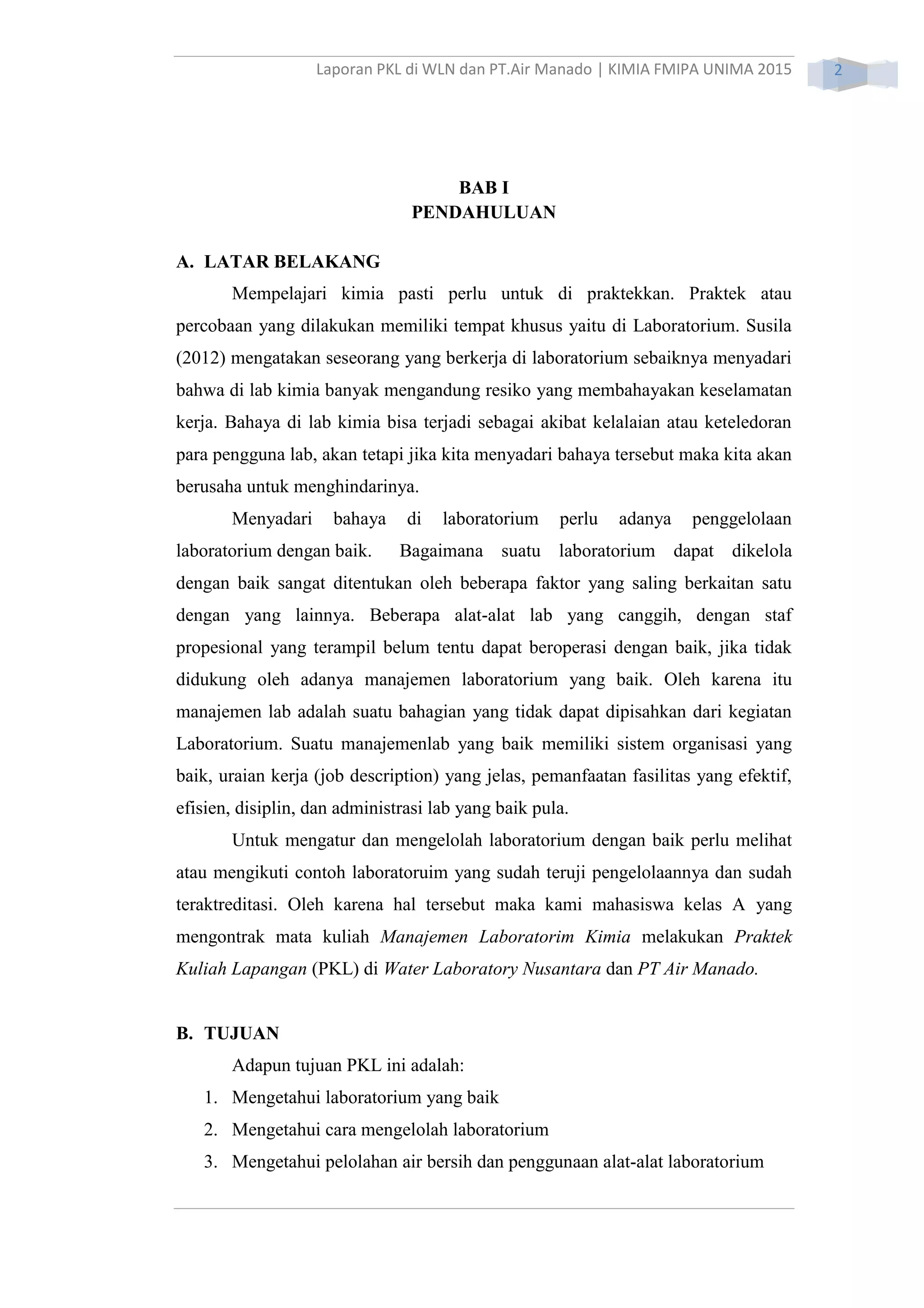 Laporan PKL di WLN dan PT.Air Manado | PDF