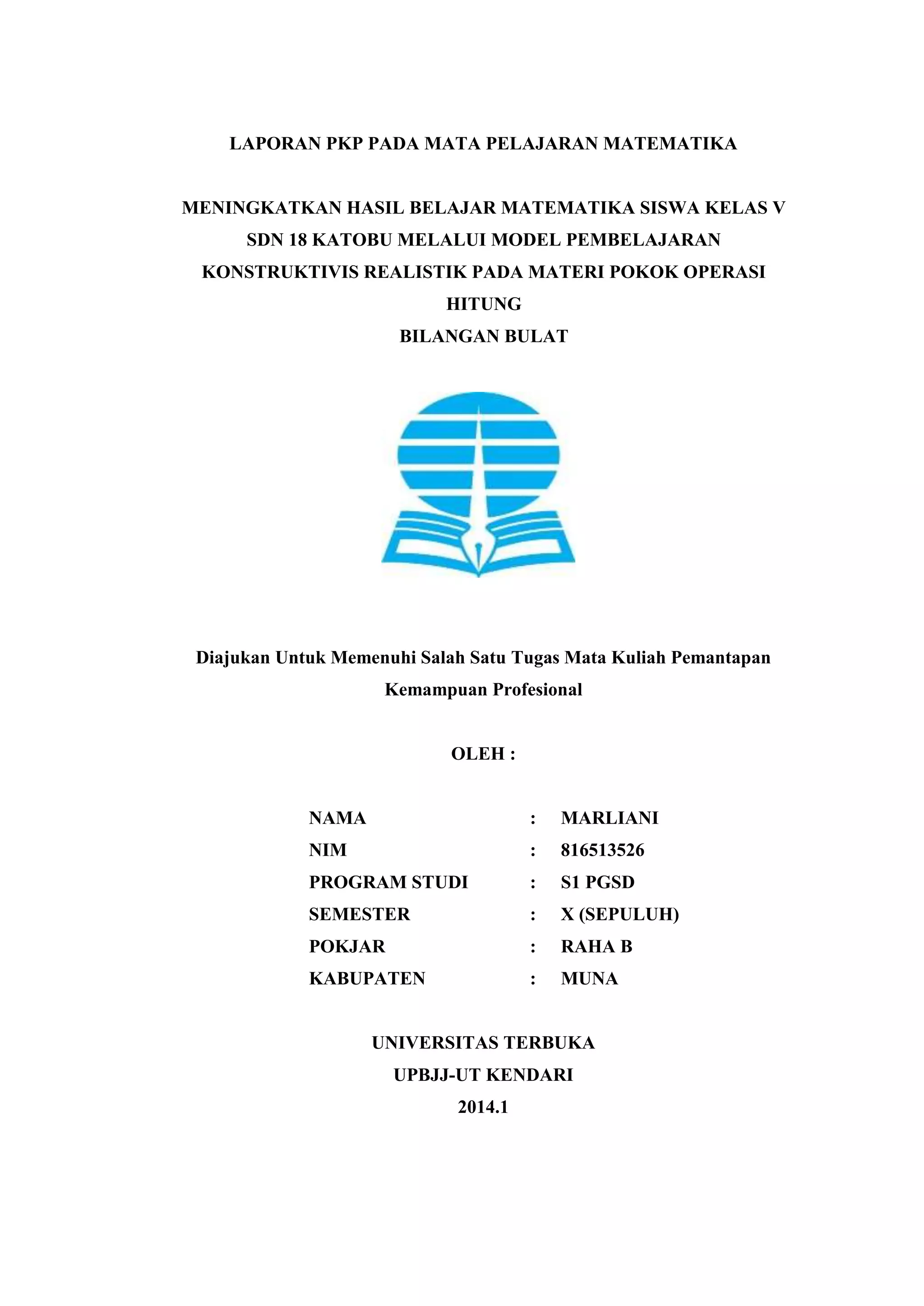 Laporan pkp pada mata pelajaran matematika | DOCX