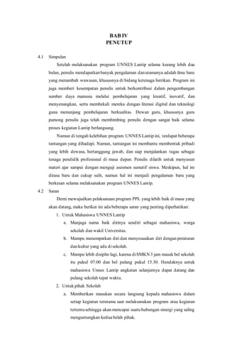 Laporan PPL di sekolah yang bermanfaattt | PDF