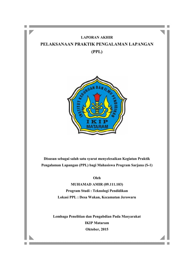 CONTOH LAPORAN PPL-KKN IKIP MATARAM 2015 | PDF