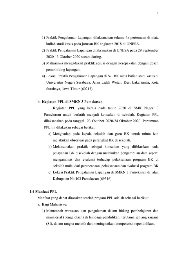 CONTOH LAPORAN PPL S2 | PDF