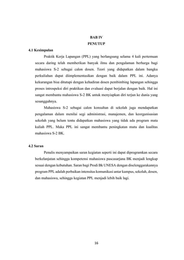 CONTOH LAPORAN PPL S2 | PDF