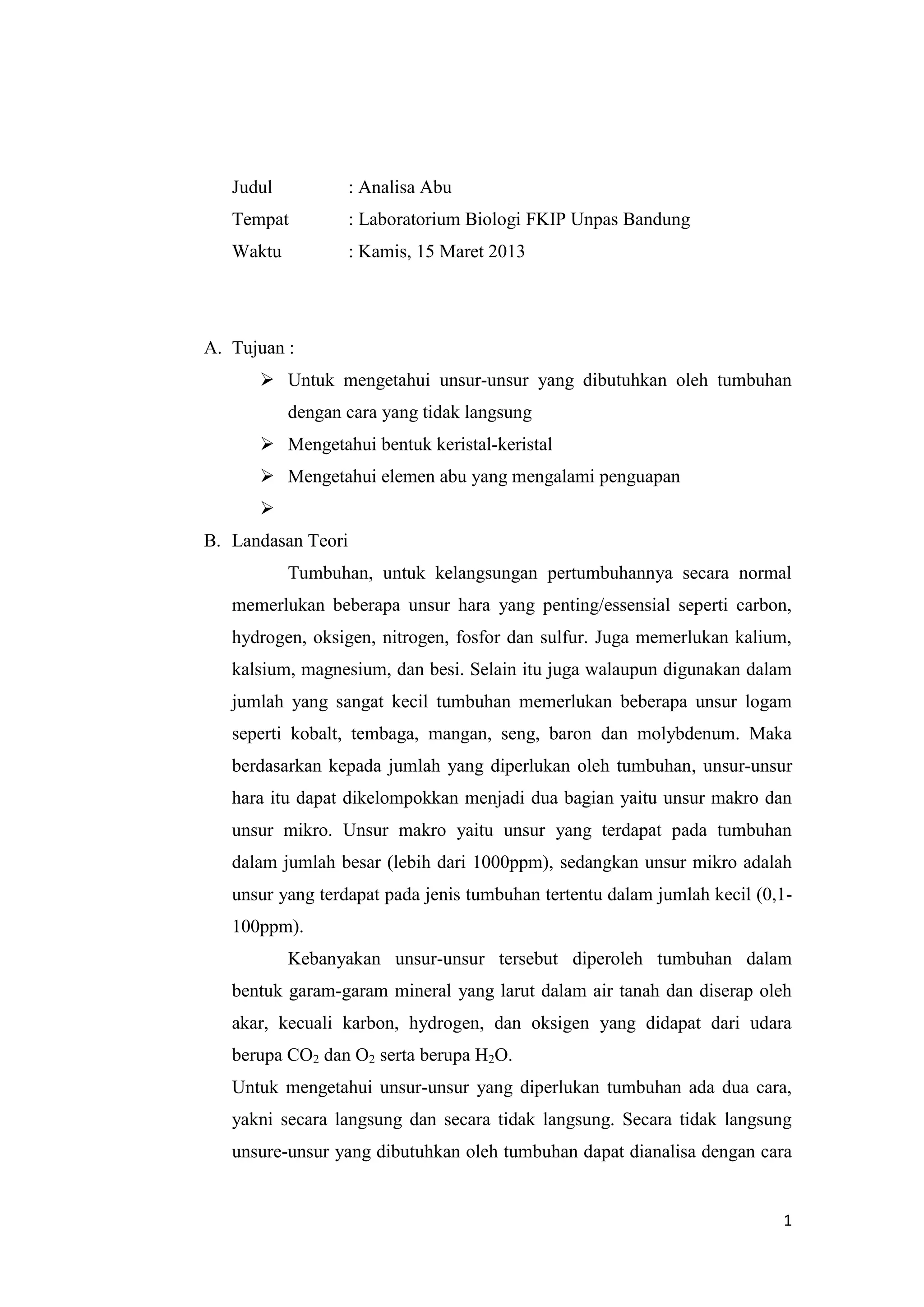 Laporan prak. analisis abu | DOCX