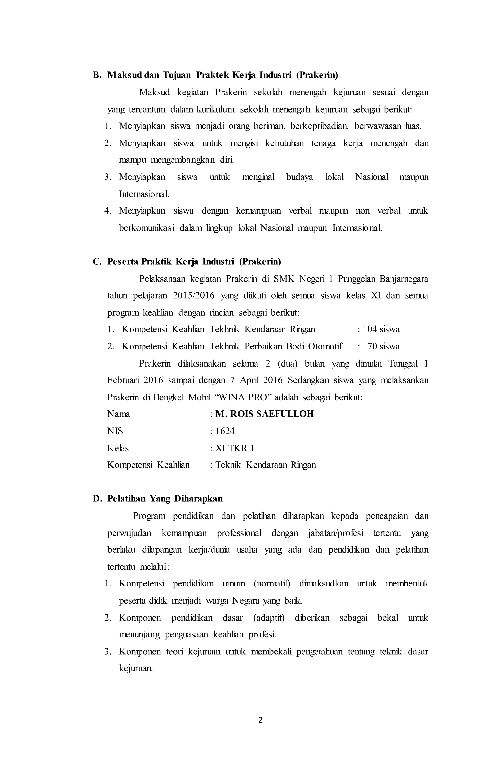 Laporan prakerin rois | DOTX